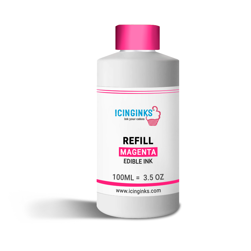 Magenta Edible Ink for Cake Printing - 100ml Edible Refill Bottle