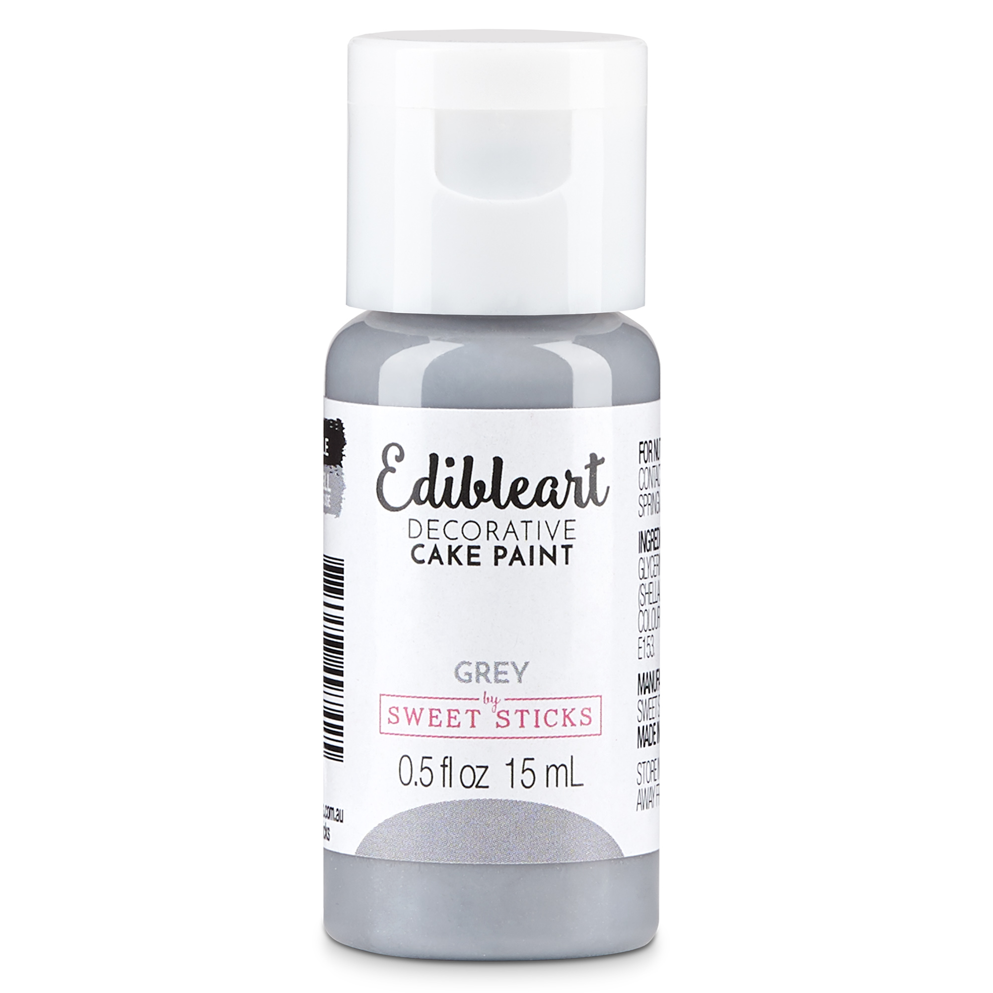 Grey Edible Art Paint - 15ml Bottle for Cake Decorating | Icinginks